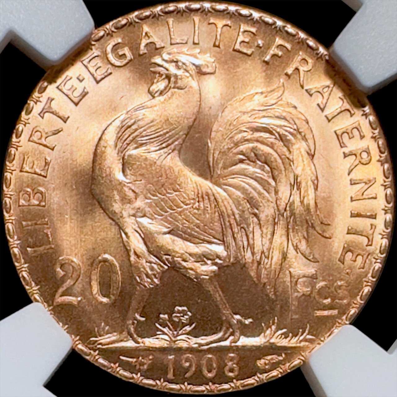 1908年 フランス 聖マリアンヌ 国鳥ルースター 20フラン 金貨 NGC MS67 - BeEraCoins NGC,PCGSアンティーク ...